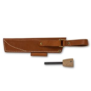 BPS Knives Brown Belt Knife Sheath with Fire Steel - Leather Sheath for Fixed Blade Knife with Fire Starter - Outdoor, Hunting, Bushcraft, Camping Fixed Blade Knives