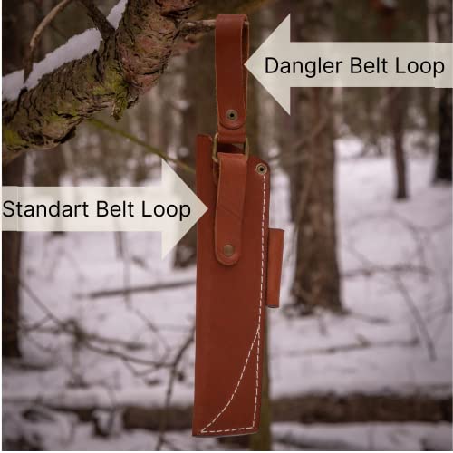 BPS Knives Brown Belt Knife Sheath with Fire Steel - Leather Sheath for Fixed Blade Knife with Fire Starter - Outdoor, Hunting, Bushcraft, Camping Fixed Blade Knives