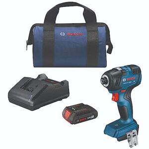 bosch gdr18v-1800b12 18v brushless 1/4 in. hex impact driver kit with (1) 2 ah standard power battery