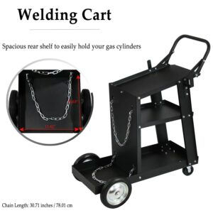 VEIYOUMO Welding Cart, Welding Carts for MIG/TIG Welder and Plasma Cutter Upgraded Cable Hook Tank Storage Safety Chain Welding Cart