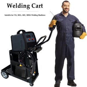 VEIYOUMO Welding Cart, Welding Carts for MIG/TIG Welder and Plasma Cutter Upgraded Cable Hook Tank Storage Safety Chain Welding Cart