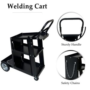 VEIYOUMO Welding Cart, Welding Carts for MIG/TIG Welder and Plasma Cutter Upgraded Cable Hook Tank Storage Safety Chain Welding Cart