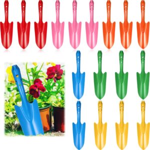 mini colorful metal hand shovel digging trowel set transplanting garden shovel for flower soil planting succulent kids teens women men gift indoor outdoor, 6 colors (18 pcs, 11 x 3 inch)