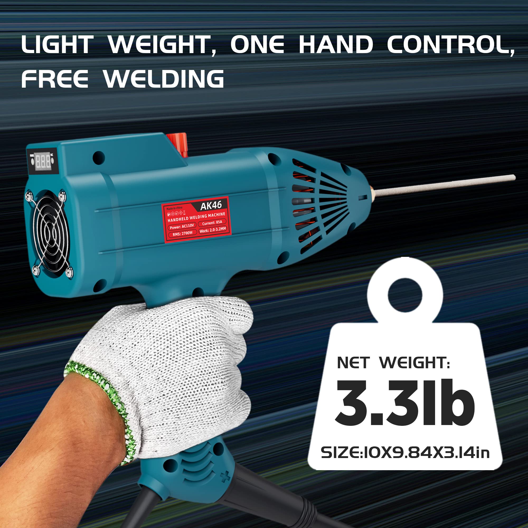 Welding Machine,Handheld ARC Welder Kit Portable MMA Welding Machine 110V Voltage IGBT Digital Stick Welder with Toolbox,Folding Welding Helmet,Welding Brush,Welding Gloves,Welding Rod