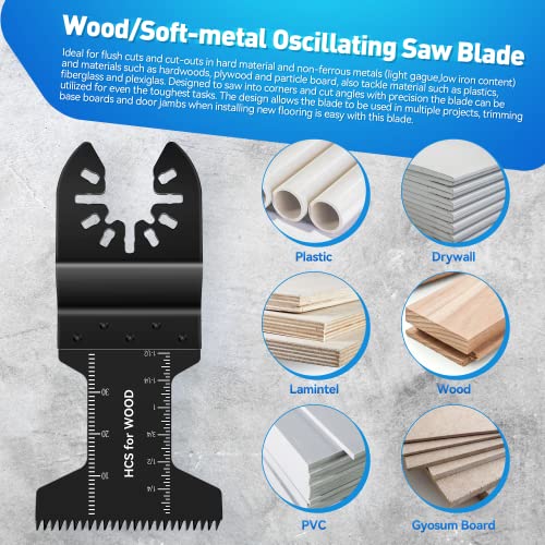 Universal Oscillating Saw Blades, FORCA 78pcs Multi Tool Blades Kits with Japanese Tooth, Deeper Cutting Oscillating Tool Blades for Wood, High Efficient Multitool Blades Fit 95% Tools Dewalt Milwauke