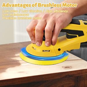 Wood Sander，Electric Random Orbital Sander，Brushless Motor 6"" Disc Size 350W 10000 RPM Polisher Sanding Variable Speed Tool for Woodworking, Polishing, Carpentry