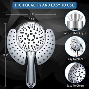 Rain Shower Head with Handheld, High Pressure 9-Setting Hand Held Shower and Rainfall Shower Head Separately or Together, Nuodan 3-Way Waterfall Shower Combo with Stainless Steel Hose, Chrome