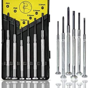 6PCS Mini Screwdriver Set, Precision Small Screwdriver Kit for Jewelry Watch Eyeglass Electronics Repair - Premium Screwdrivers with 6 Different Size Flathead and Phillips, Gadgets Tools for Home