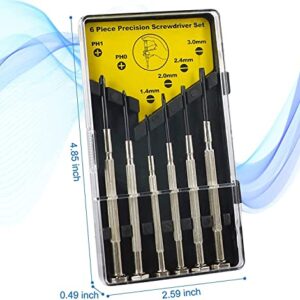 6PCS Mini Screwdriver Set, Precision Small Screwdriver Kit for Jewelry Watch Eyeglass Electronics Repair - Premium Screwdrivers with 6 Different Size Flathead and Phillips, Gadgets Tools for Home