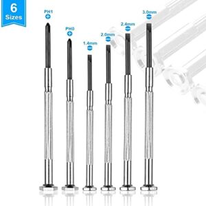 6PCS Mini Screwdriver Set, Precision Small Screwdriver Kit for Jewelry Watch Eyeglass Electronics Repair - Premium Screwdrivers with 6 Different Size Flathead and Phillips, Gadgets Tools for Home