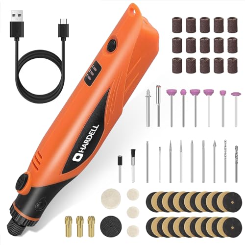 HARDELL 3.7V Cordless Rotary Tool, Mini Rotary Tool With 66pcs Accessories,3-Speeds And Portable Rotary Tool Kit For Sanding, Polishing, Cutting, Carving And Engraving, 700mAh Lithium Battery