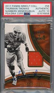 thurman thomas 2017 panini immaculate football signed card auto psa 10