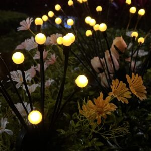 15 Pcs Firefly Solar Swaying Outdoor Lights Waterproof Firefly Garden Decorative 6 8 10 LED Solar Lights Landscape Lighting Fairy Pathway Decoration for Patio Yard Garden, 3 Styles