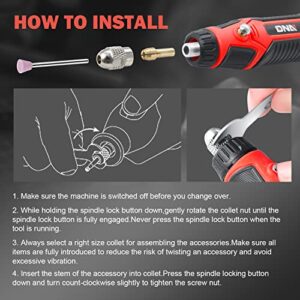 ‎DNA MOTORING TOOLS-00221 Power Rotary Tool Kit, 3.7V Cordless Mini Grinder Multi-Tool Set for Drilling Grinding Polishing Engraving and Cutting,Red