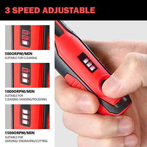 ‎DNA MOTORING TOOLS-00221 Power Rotary Tool Kit, 3.7V Cordless Mini Grinder Multi-Tool Set for Drilling Grinding Polishing Engraving and Cutting,Red