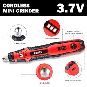 ‎DNA MOTORING TOOLS-00221 Power Rotary Tool Kit, 3.7V Cordless Mini Grinder Multi-Tool Set for Drilling Grinding Polishing Engraving and Cutting,Red