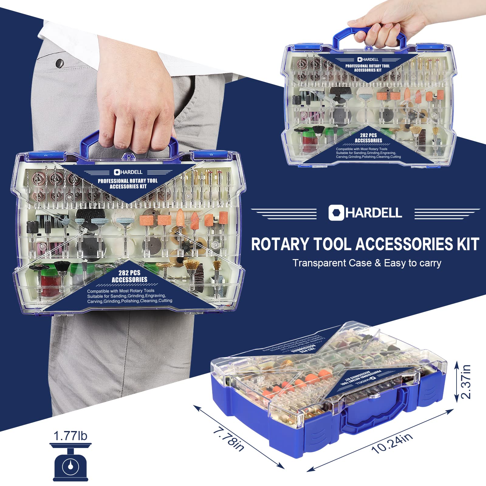 HARDELL Cordless Rotary Tool 3.7V 5-speed& 282 Rotary Tool Accessories Kit