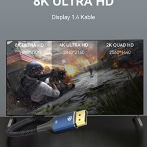 VENTION 8K DisplayPort Cable 1.4 3FT, Display Port Cable 144hz Ultra High Speed 32.4Gbps, 8K@60Hz 4K@144Hz 2K@165Hz HDR HBR3 DP Monitor Cable for Laptop PC TV Gaming Monitor