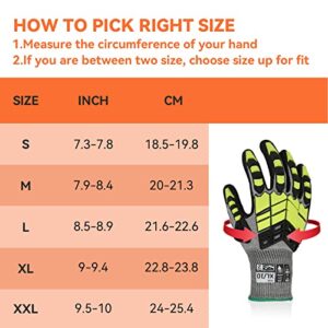 Graloky Safety Work Gloves, Impact Gloves for Men Women, Cut Resistant Non-Slip Heavy Duty Gloves with Nitrile Grip,Touch Screen Gloves with Impact Protection for Gardening Mechanic Construction,Large