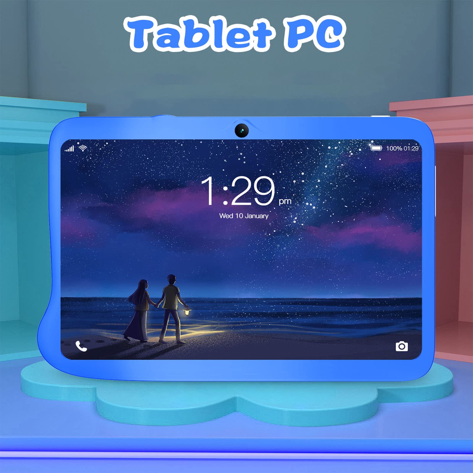 7 Inch Kids Tablet, 2.4G 5G Dual Screen Wifi and 5.0 Bluetooth Connection, 4GB RAM and 32GB Memory, 5000mAh Capacity, 6 to 10 Small Endurance Time for Kids Reading Taking Photos Video Music(Blue)