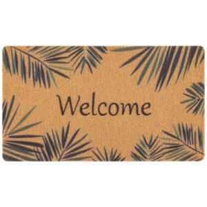 door mats outdoor indoor welcome mat, spring front door mats, non slip palm leaves doormat for outdoor entrance, front door, entryway, resist dirt, outside porch, easy to clean, 17" x 30"