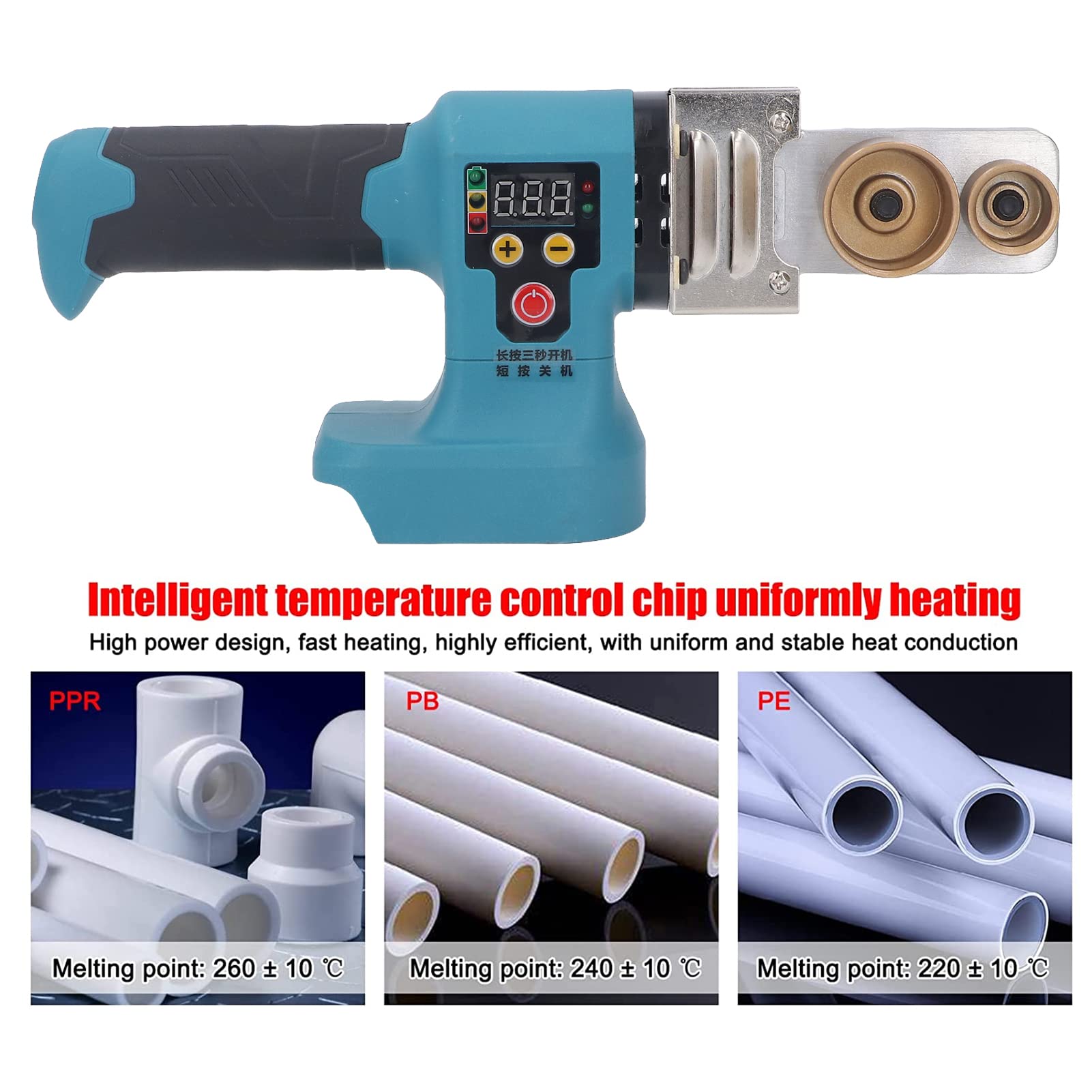 Oreb PPR Pipe Welder, Plastic Pipe Welding Machine Water Pipe Hot Melt Machine, 20mm 25mm 32mm Molds, Digital Display Tube Electric Heating Hot Melt Tool for PPR PE HDPE Tube