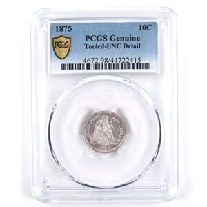 1875 seated liberty dime uncirculated details pcgs silver sku:cpc2495