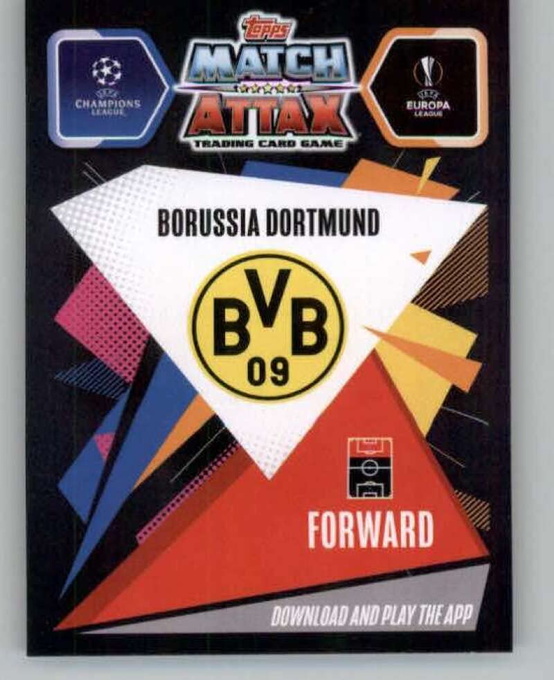 2020-21 Topps Chrome Match Attax UEFA UCL League #176 Erling Haaland Hat-Trick Hero Borussia Dortmund Soccer Trading Card