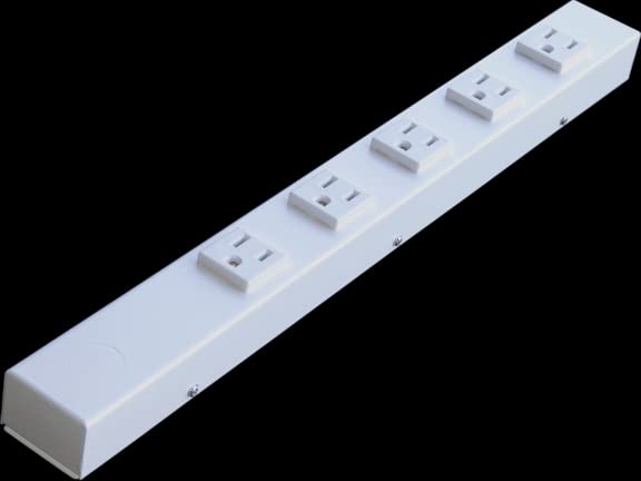 16” 5-Outlet Hardwired Power Strip, White