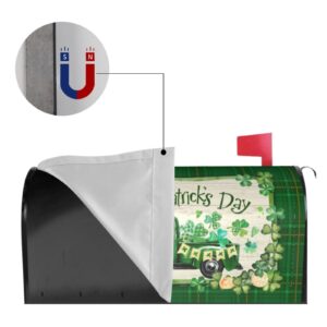 St Patrick's Day Mailbox Covers Green Truck Mailbox Covers Magnetic Standard Size 21x18 Inch Green Clover Letter Box Cover Wrap Decoration for Outside