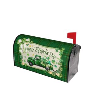 St Patrick's Day Mailbox Covers Green Truck Mailbox Covers Magnetic Standard Size 21x18 Inch Green Clover Letter Box Cover Wrap Decoration for Outside