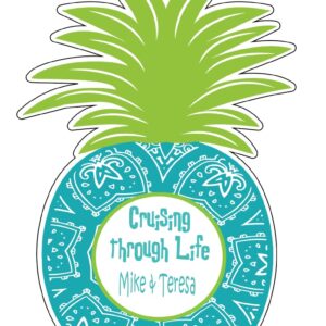 Personalized Blue Pineapple Magnet Decoration Customized for your Stateroom Door on your Cruise, Refrigerator, Desk, etc.