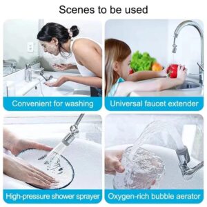 1440° Universal Faucet Extension Rotating Arm Aerator/Multifunctional Swivel Robotic Arm Adapter for Bathroom Kitchen