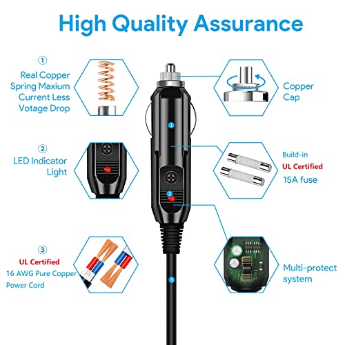 MJPOWER 12V/24V Car Charging Cable Compatible Anker 521 523 535 555 Powerhouse II 300 400 800 / PAXCESS Rugged330 / BALDR Portable Power Station Solar Generator Power Bank Car Charger Auto DC Adapter