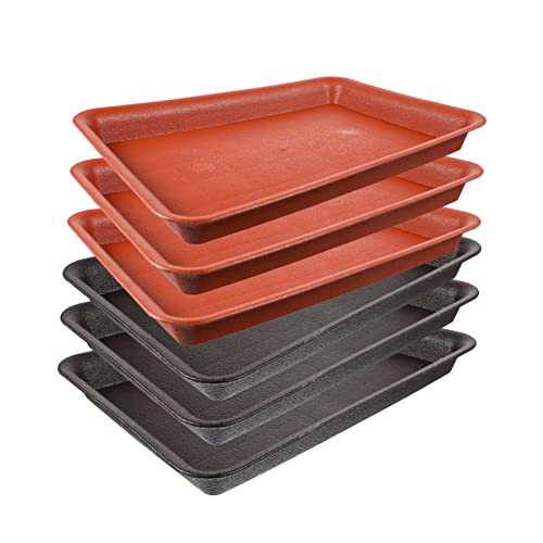 SECFOU 6pcs Pallets Pot Brick Window Practical Sill Duty Large Plants Saucers Stand Succulent Tools Design Tray Plates Red Square Bonsai Hevay -Shaped Drip Potted Base