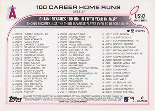 2022 TOPPS UPDATE #US92 SHOHEI OHTANI 100 CAREER HOME RUNS ANGELS BASEBALL MLB