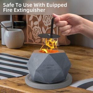 Tabletop Fire Pit Indoor Outdoor Fire Pit Small Rubbing Alcohol Fireplace, Ethanol Fire Pit Mini Fire Pit for S’Mores, Table Top Fire Pit Bowl Concrete Fireplace with 6’’ Light Gray Base