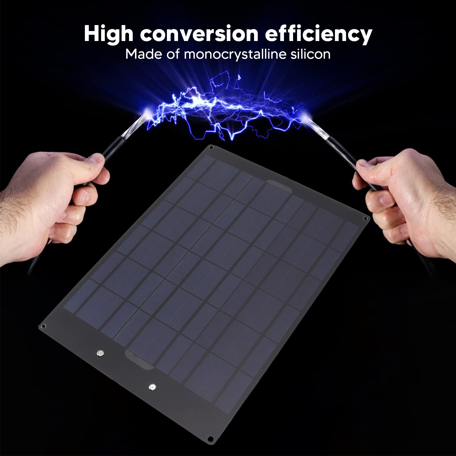 Solar Panel Monocrystalline Silicon 50W Portable High Conversion Efficiency Solar Panel Battery Charger for Outdoor Camping Travel