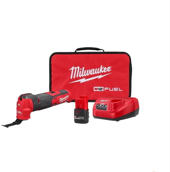 Milwaukee M12 FUEL 12V Lithium-Ion Cordless Oscillating Multi-Tool Kit w/High Output 2.5 Ah Battery, Charger, Accessories & Bag