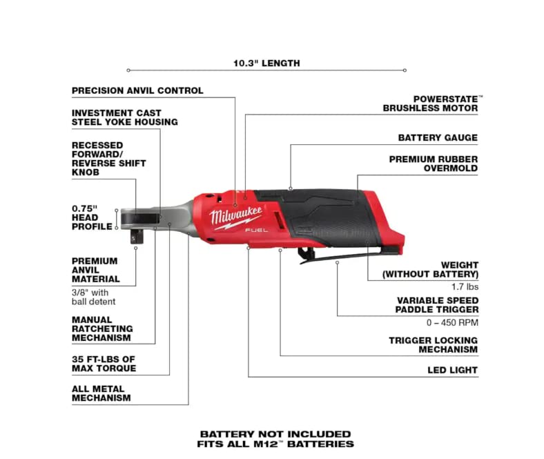 Milwaukee M12 FUEL 12V Lithium-Ion Cordless 3/8 in. Ratchet and 1/4 in. Impact Driver Kit (2-Tool) w/Batteries, Charger & Bag