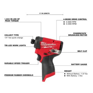 Milwaukee M12 FUEL 12V Lithium-Ion Cordless 3/8 in. Ratchet and 1/4 in. Impact Driver Kit (2-Tool) w/Batteries, Charger & Bag