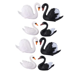 veemoon 8pcs swan micro landscape mini swan figurine swan cake decoration swan couple ornament swan miniature garden swan statue mini swan figures car gifts lovers pvc appendix dash board