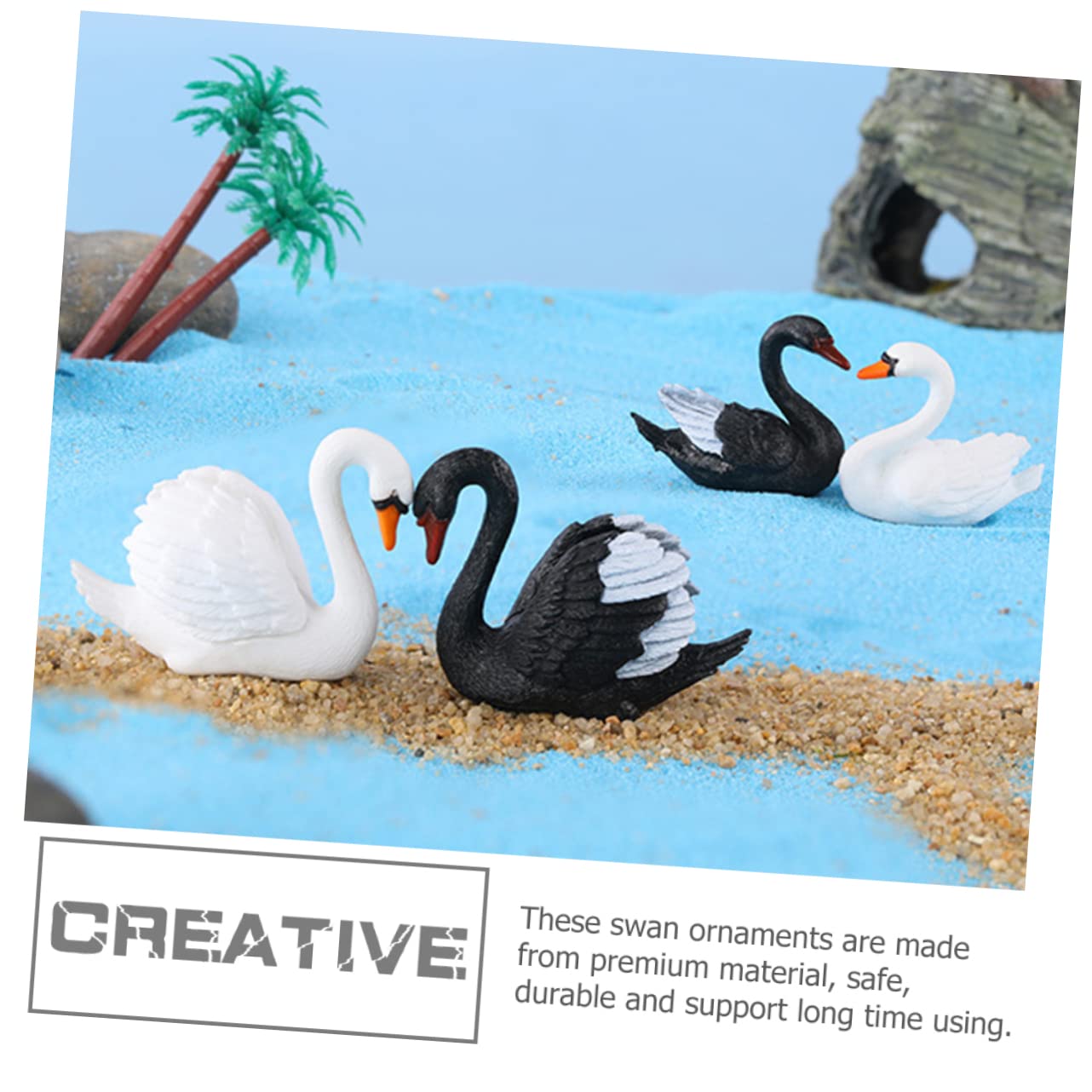 Veemoon 8pcs Swan Micro Landscape Mini Swan Figurine Swan Cake Decoration Swan Couple Ornament Swan Miniature Garden Swan Statue Mini Swan Figures Car Gifts Lovers PVC Appendix Dash Board