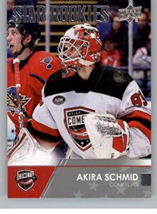 2021-22 upper deck ahl #143 akira schmid star rookies rc rookie utica comets hockey trading card