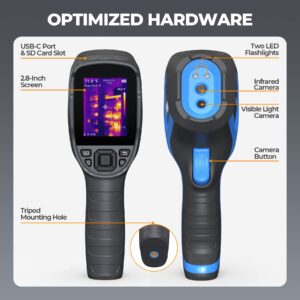 TOPDON TC005 256 x 192 IR High Resolution Dual-Camera Thermal Imaging Camera with 12-Hour Battery Life and 2MP Visual Light Camera, -4°F~1022°F Handheld Infrared Thermal Imager with PC 2D/3D Analysis