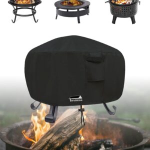 Taruimoo Fire Pit Cover Round for Fire Pit 22- 48 Inch,Outdoor Full Coverage Patio Round Firepit Cover with Built-in Vents ,Waterproof Dustproof Anti UV and Tear Resistant (36" D x 22" H)