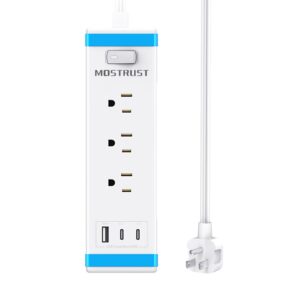 mostrust 3-outlet power strip, white, 5 feet