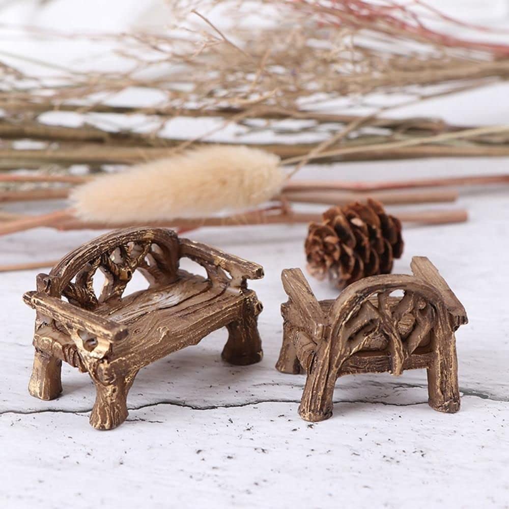 WEISHA Chair Miniatures 1/2/3/4PCS Mini Resin Park Seat Ornaments Micro Landscape Dollhouse Decor Micro Home Landscape Decor Accessories(3Pcs)