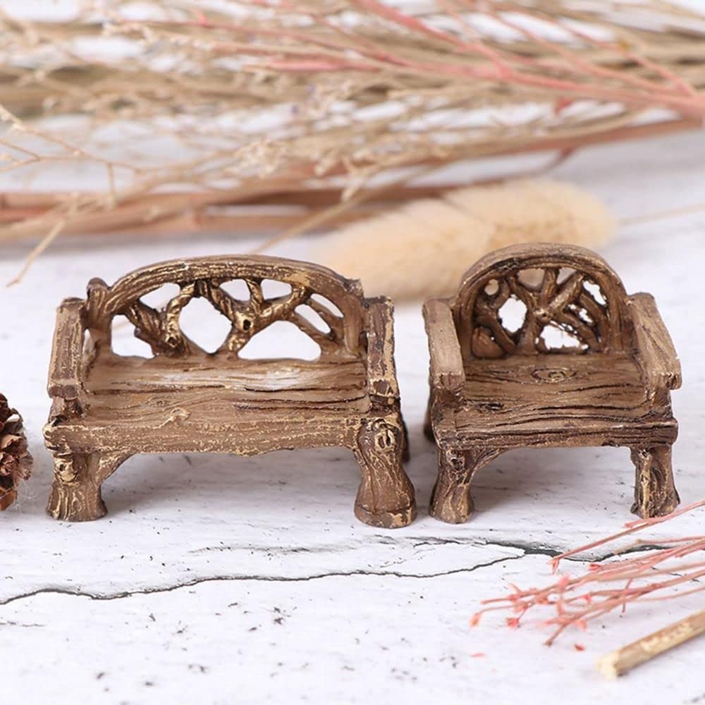 WEISHA Chair Miniatures 1/2/3/4PCS Mini Resin Park Seat Ornaments Micro Landscape Dollhouse Decor Micro Home Landscape Decor Accessories(3Pcs)