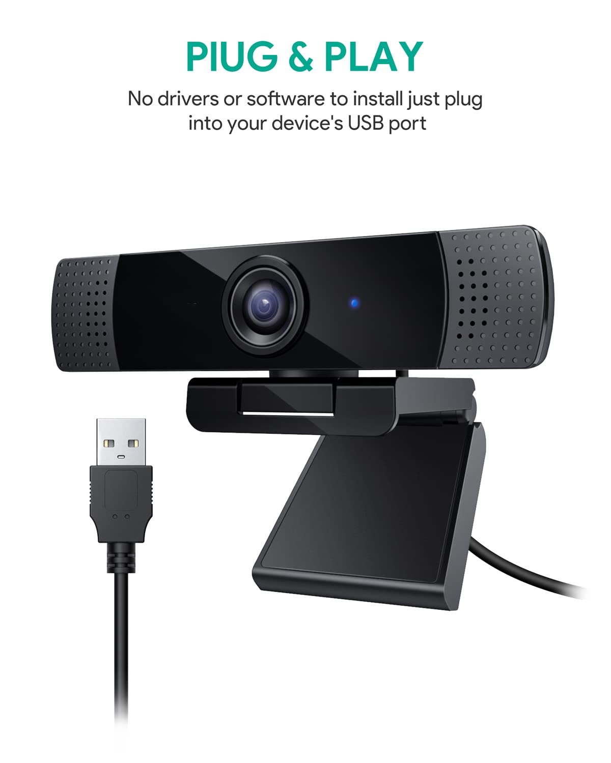 anyotherway 1080p Webcam with Noise Reduction Stereo Microphones, Full HD USB Computer Camera for PC/Laptop/Desktop Video Calling & Conferencing